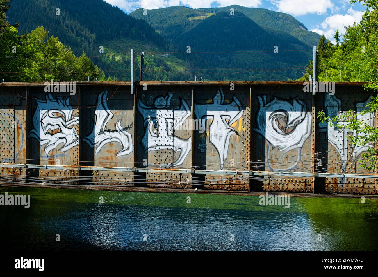 Rail bridge over Norrish Creek in Dewdney, Mission, British Columbia ...