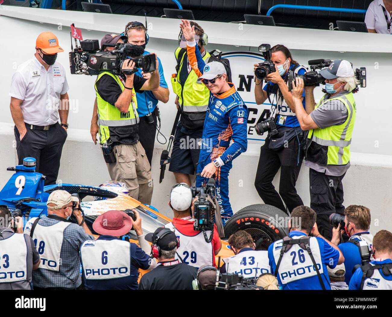Indianapolis, United States. 23rd May, 2021. Scott Dixon celebrates ...