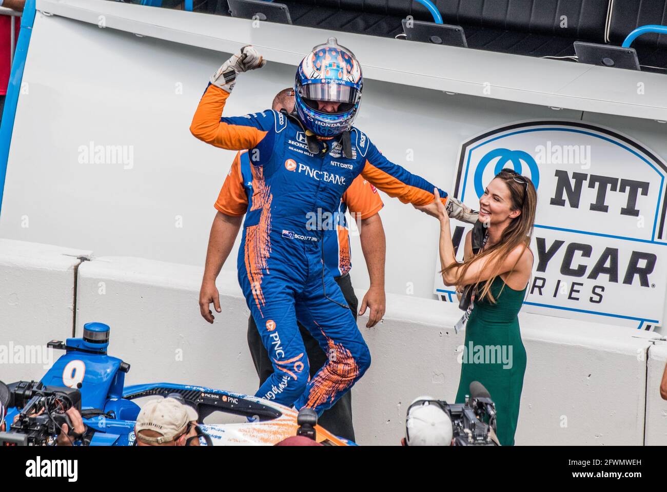 Indianapolis, United States. 23rd May, 2021. Scott Dixon celebrates ...