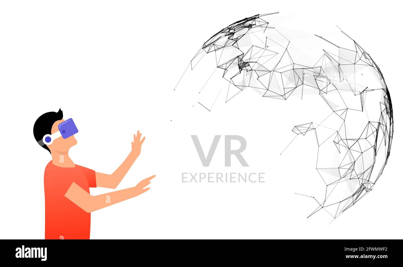 VR vector reality illustration. Virtual reality vector flat concept ...