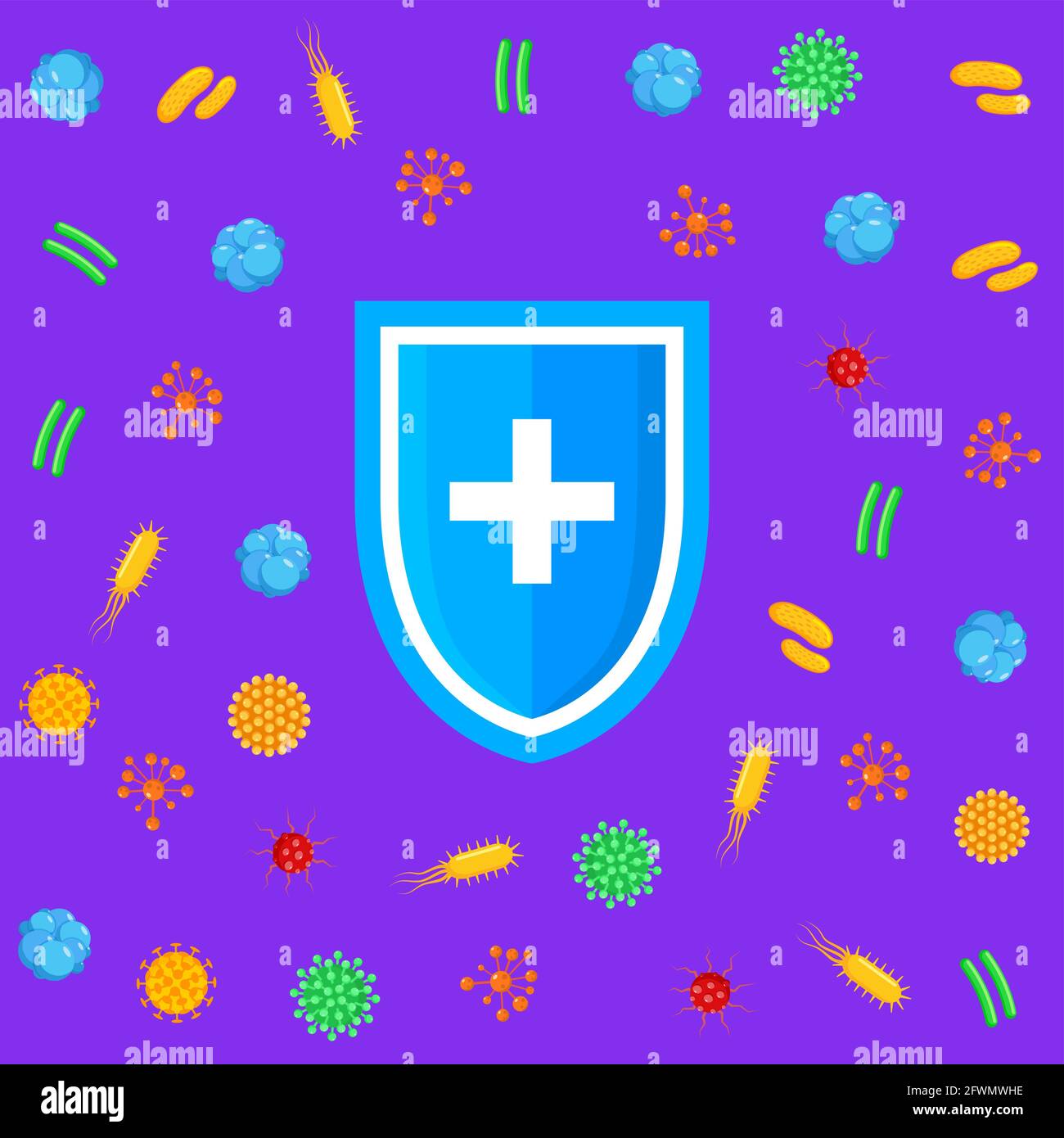 Immune bacteria system sign. Antibacterial virus sign. Immune ...