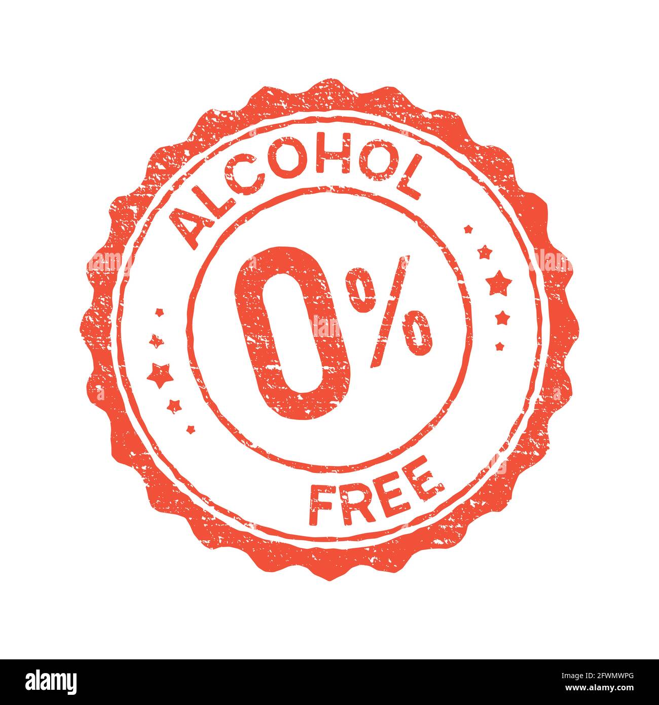 Non alcoholic round vintage icon stamp. Zero alcohol sign seal. Alcohol ...
