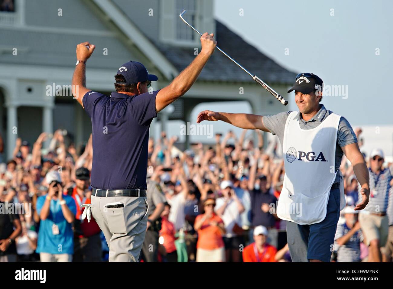 Kiawah Island, United States. 23rd May, 2021. Phil Mickelson embraces ...