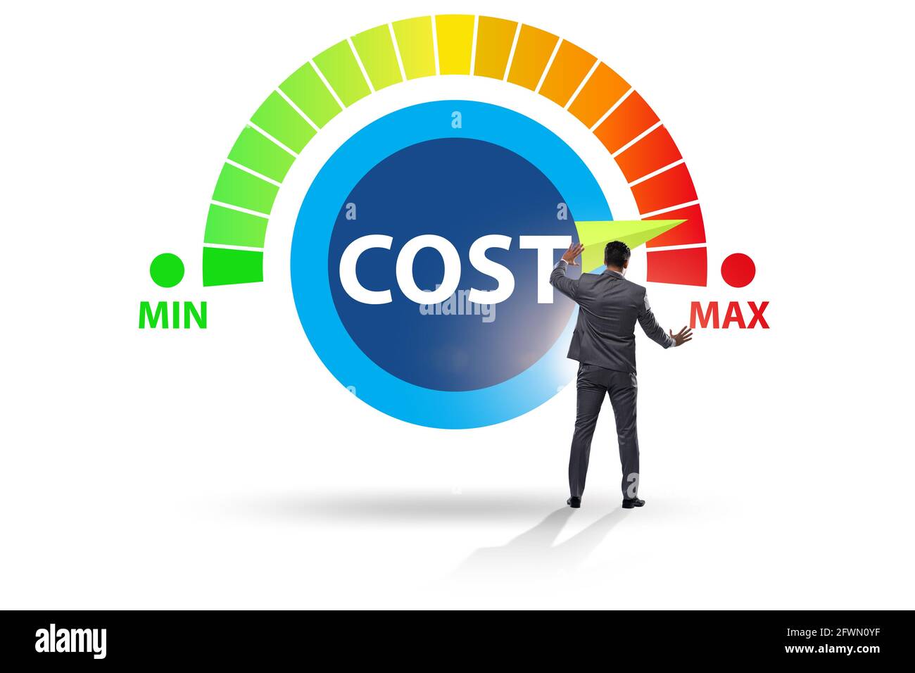 Cost management concept with the businessman Stock Photo - Alamy