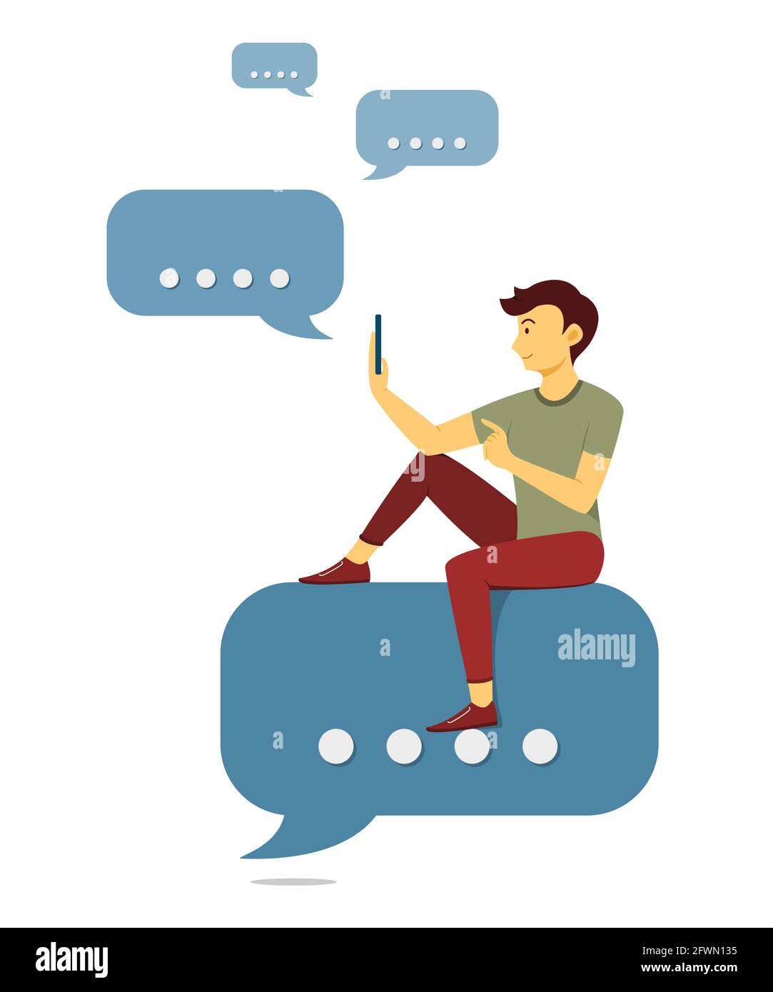 Teen boy on mobile Stock Vector Images - Alamy