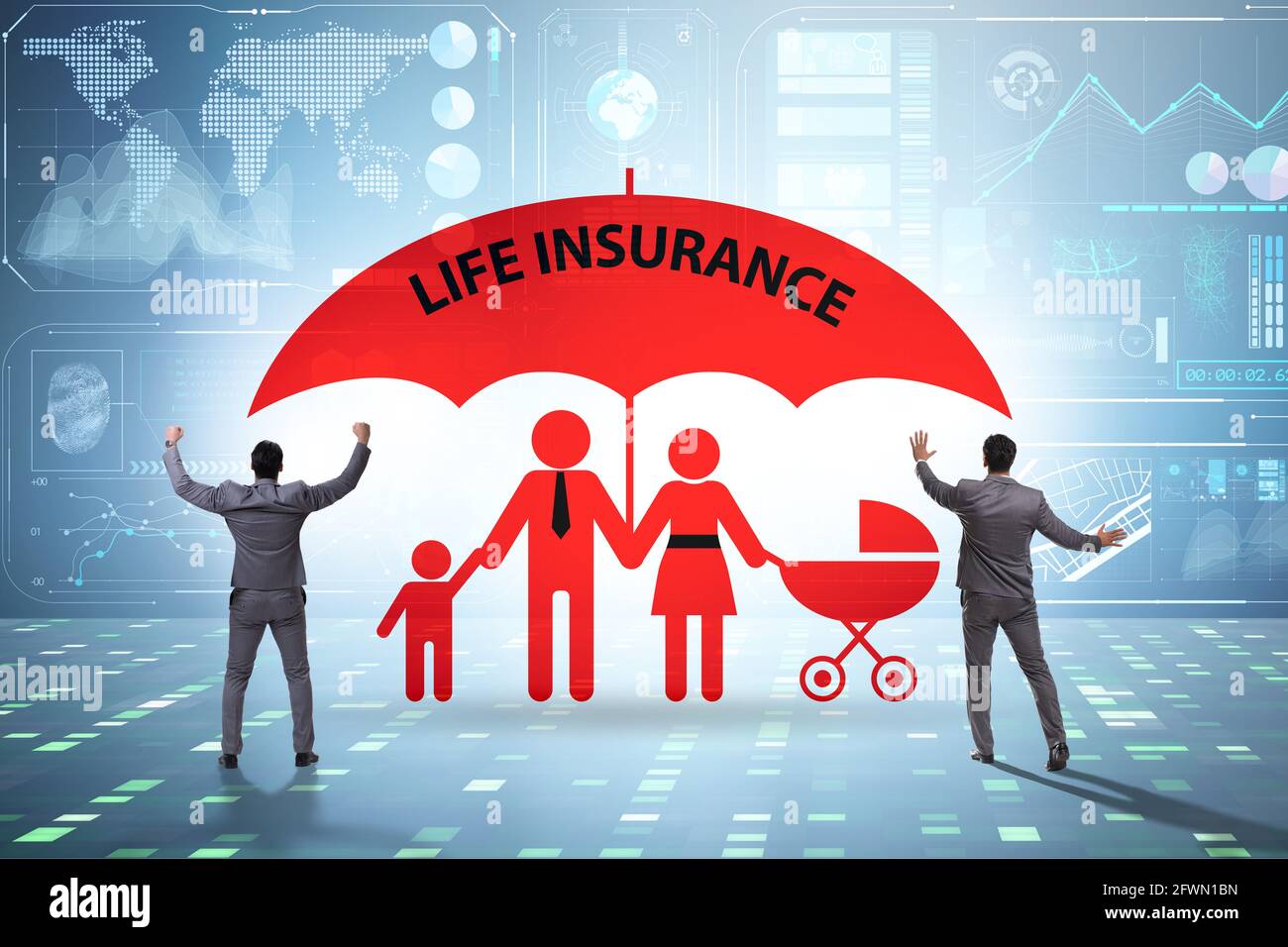 Life insurance concept with family under the umbrella Stock Photo - Alamy