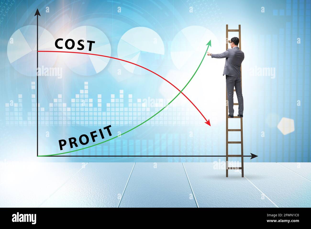 Concept of proft and loss with the businessman Stock Photo - Alamy
