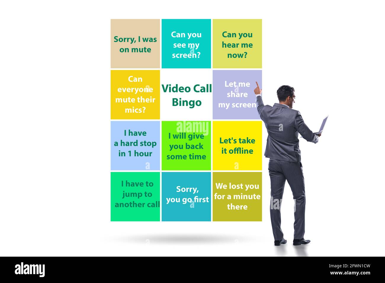 Funny concept with the video call bingo Stock Photo - Alamy