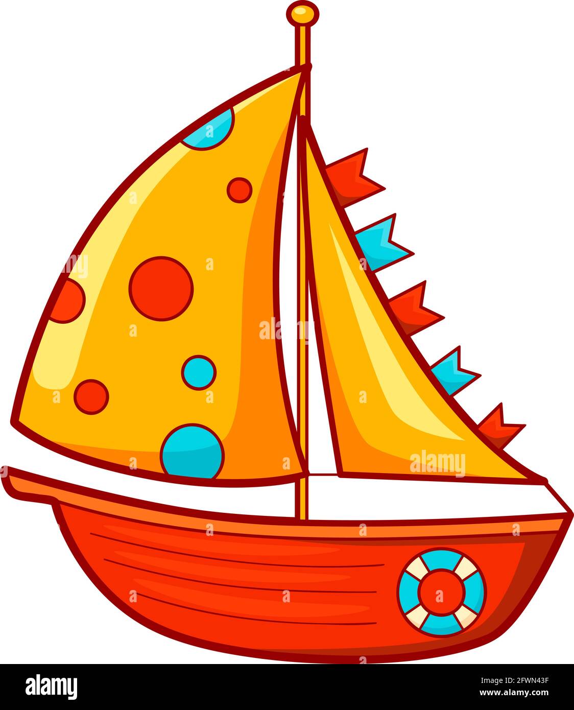 Cute Sailboat cartoon. Sail boat clipart vector illustration Stock ...