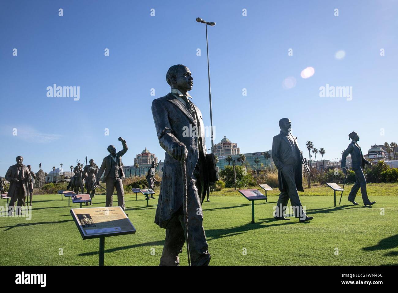 Cape Town, South Africa. 23rd May, 2021. Bronze statues are displayed ...