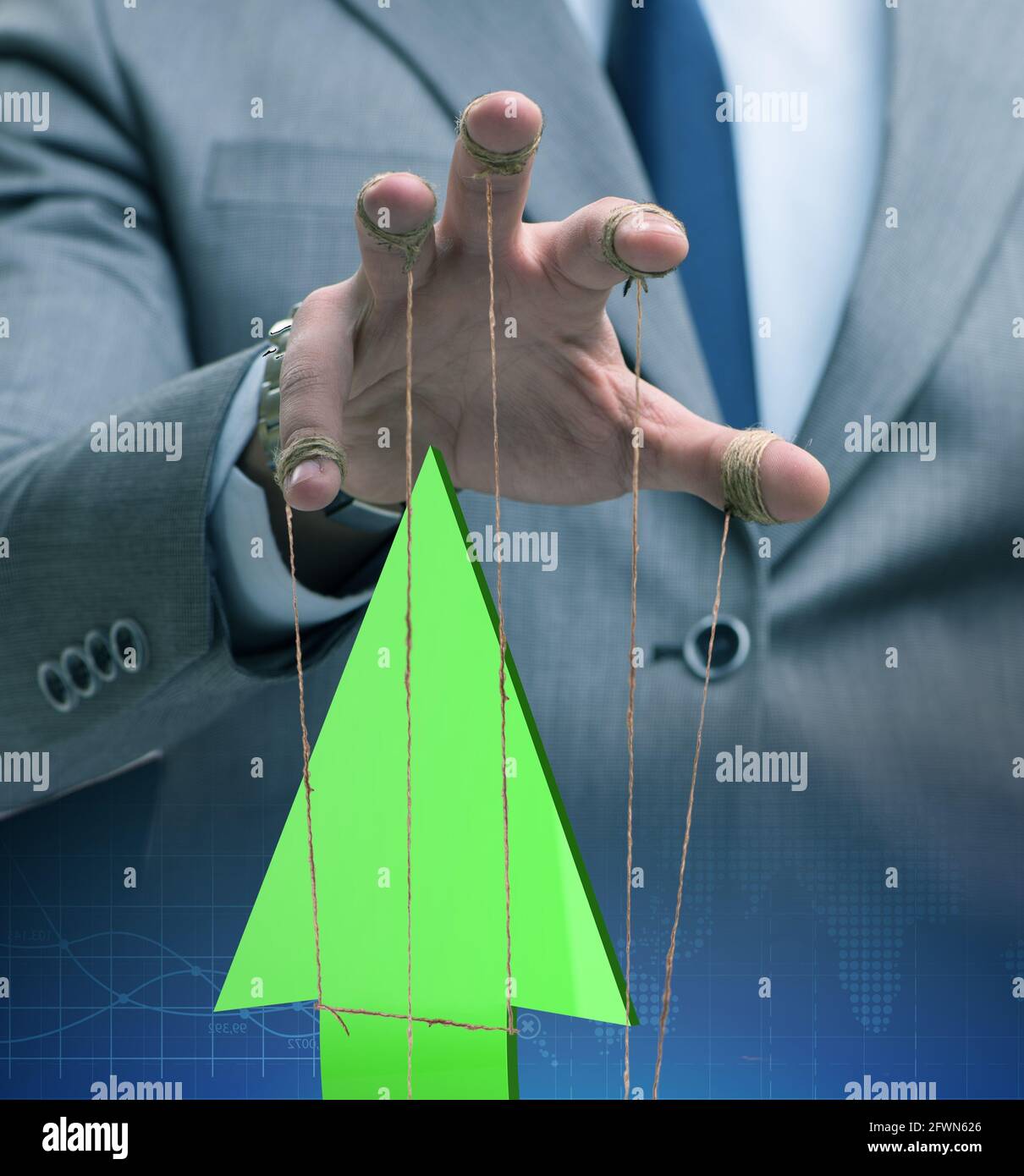 The hand supporting the growth chart line Stock Photo - Alamy