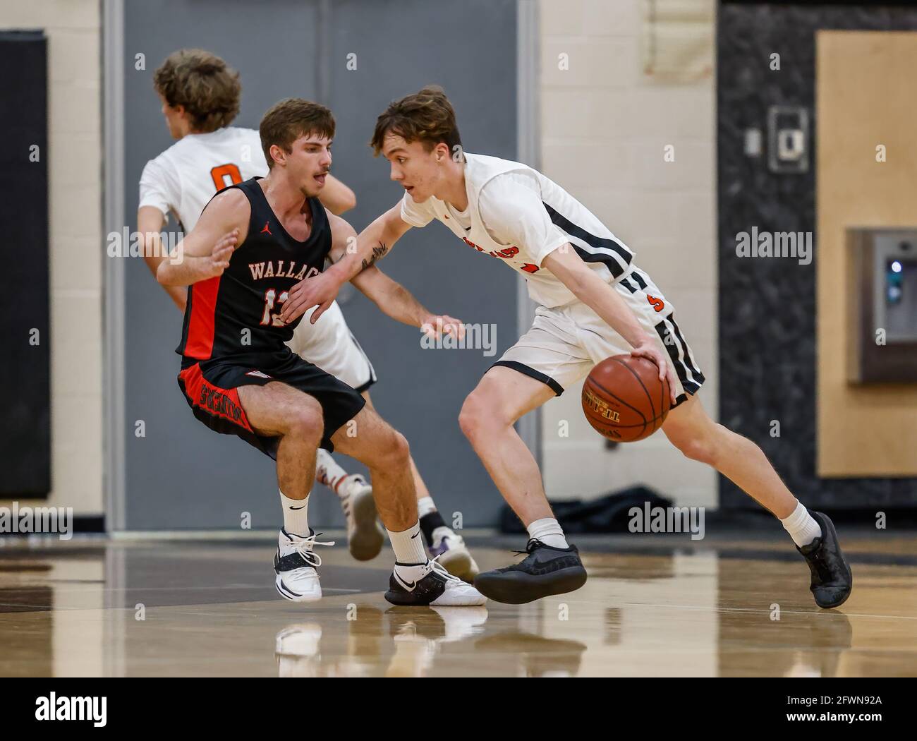 Basketball action with Priest River vs Wallace High School in Priest ...