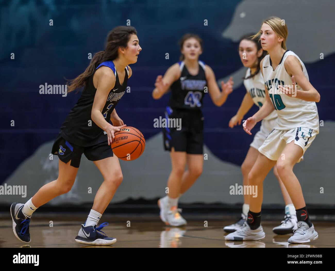 Basketball action with Wallace vs Priest River High School in Priest ...
