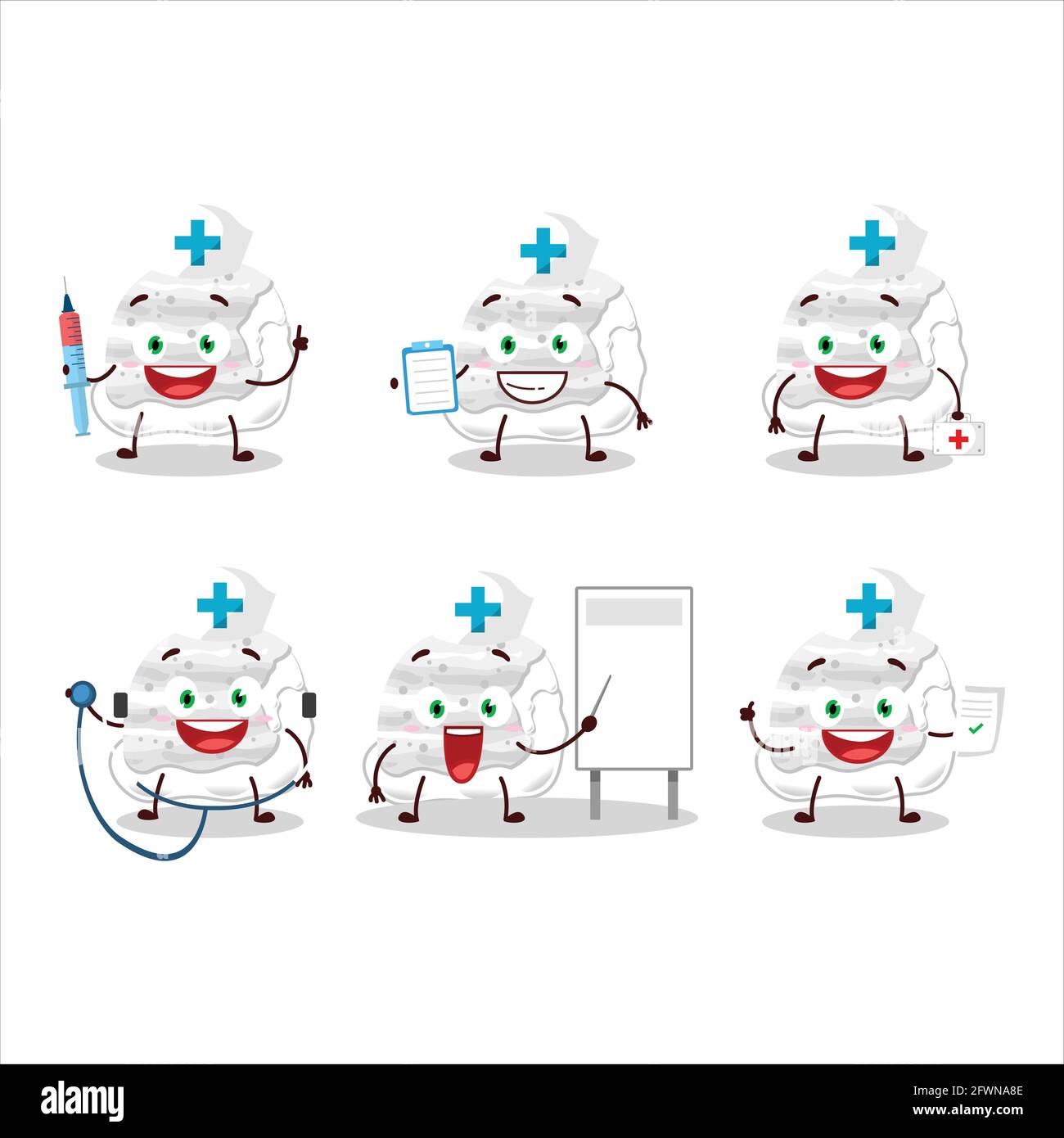 Doctor profession emoticon with milk ice cream scoops cartoon character ...