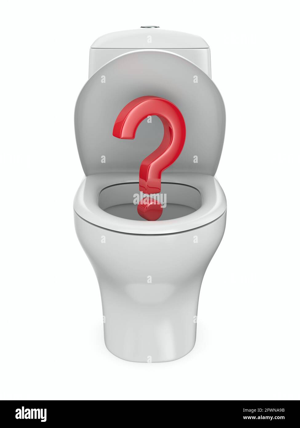 Toilet bowl and question on white background. Isolated 3D illustration ...