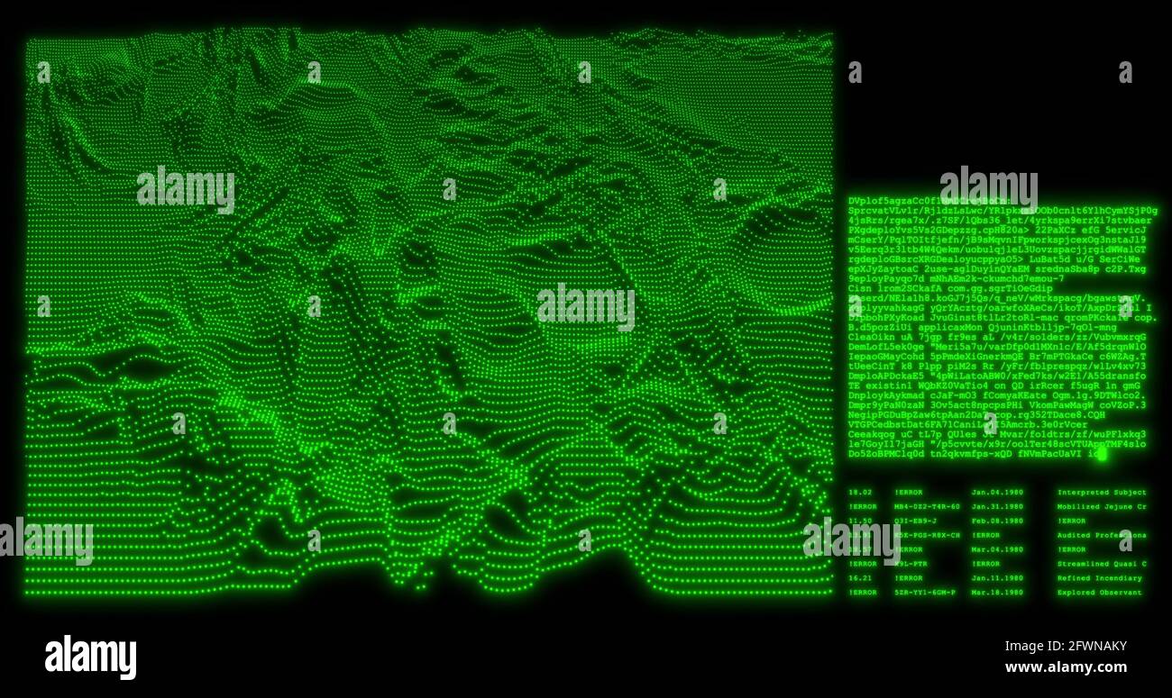 Abstract background with animation of growing diagrams and program code ...
