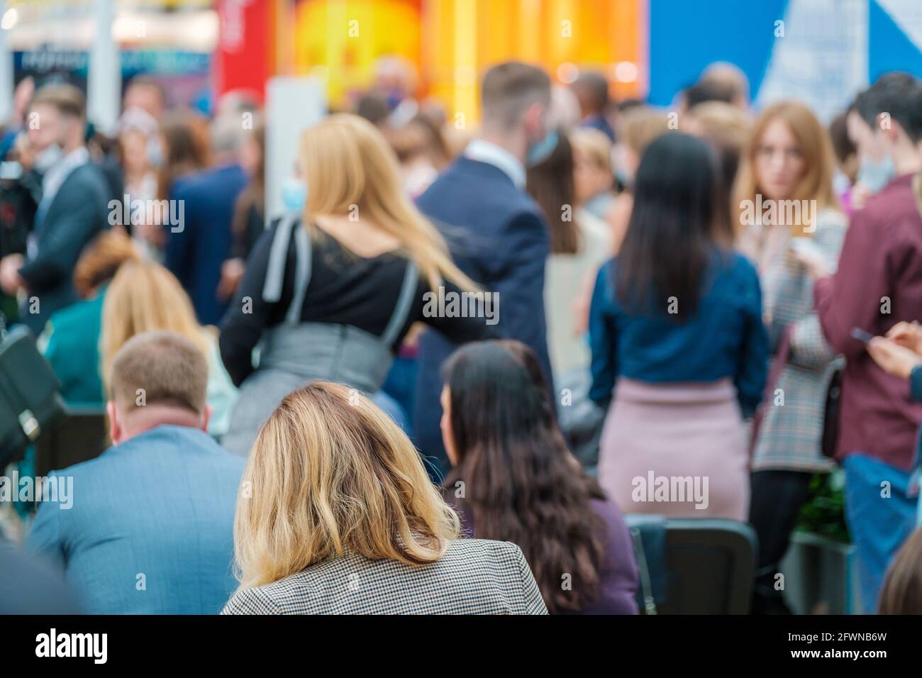 Businesspeople listening speaker during conference hi-res stock ...