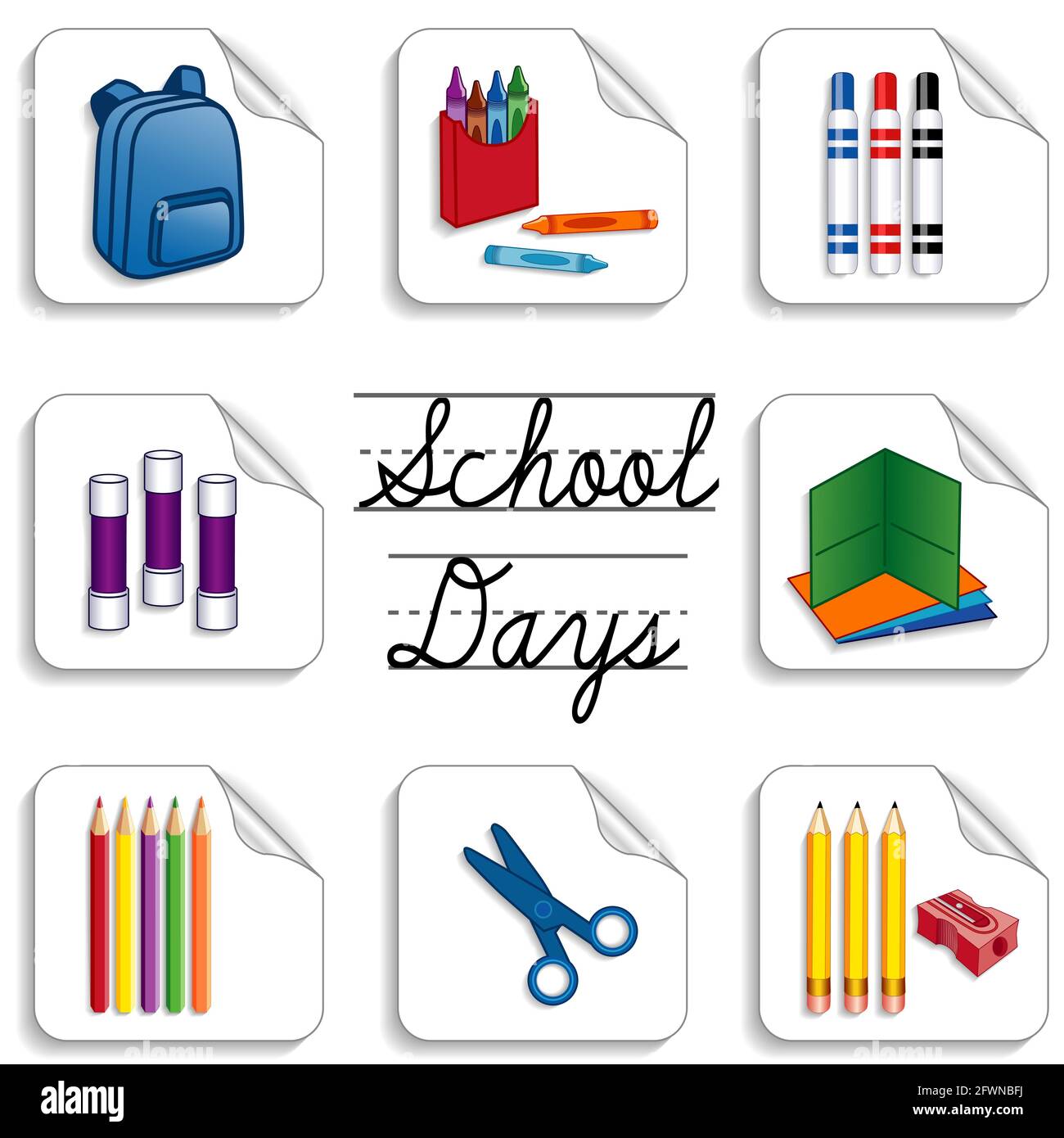 School supplies and backpack hi-res stock photography and images - Alamy