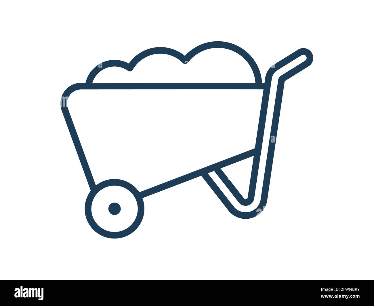 wheel borrow trolley construction single icon white isolated background ...