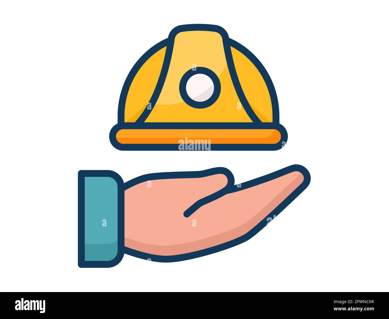 hand helmet single isolated icon with filled line style vector ...