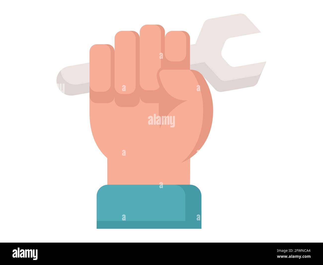 labour hand wrench single isolated icon with flat style vector ...