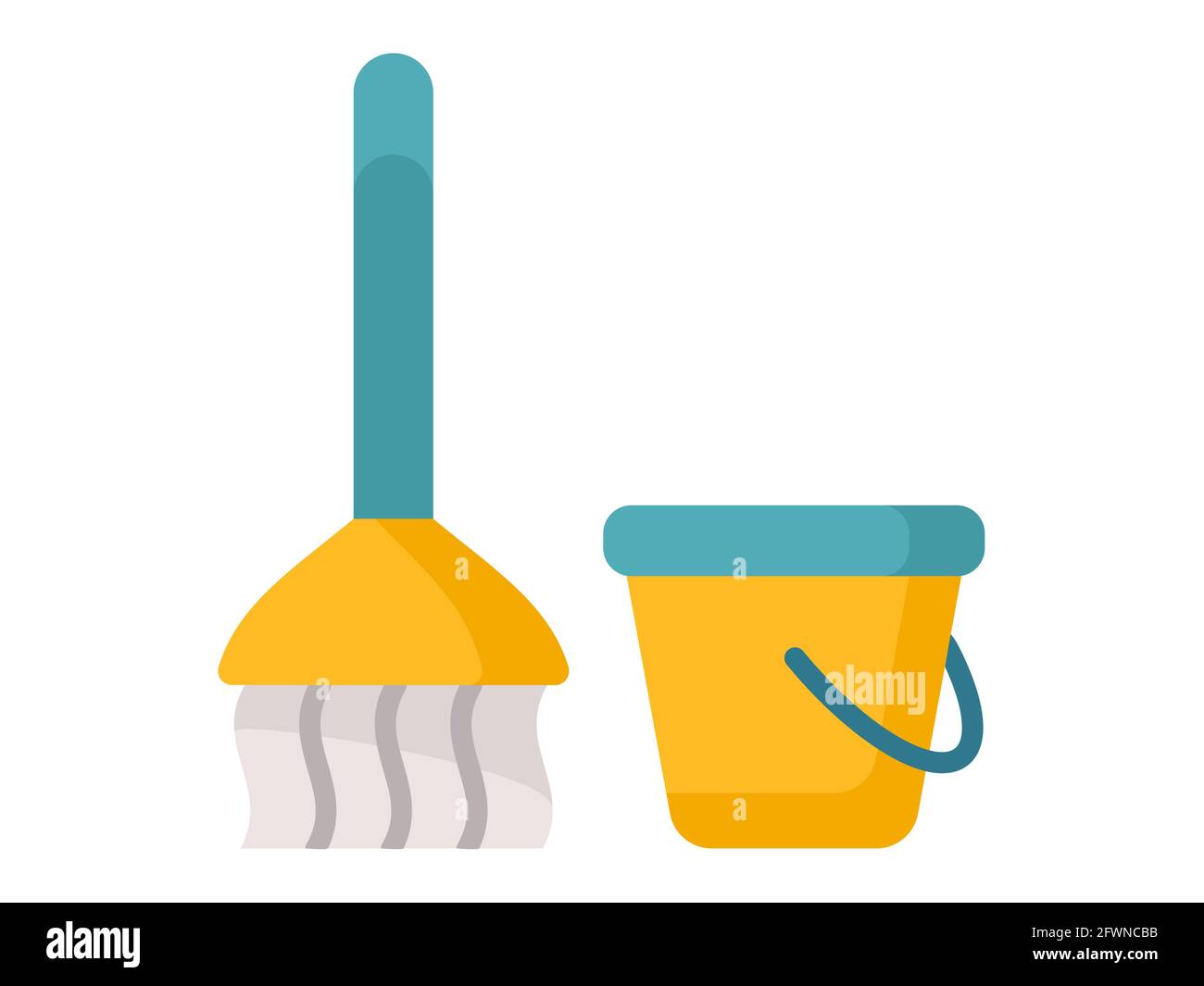 mop bucket single isolated icon with flat style vector illustration ...