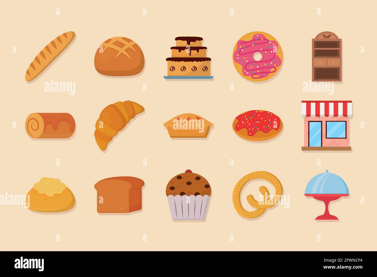 breads and bakery icon set Stock Vector Image & Art - Alamy