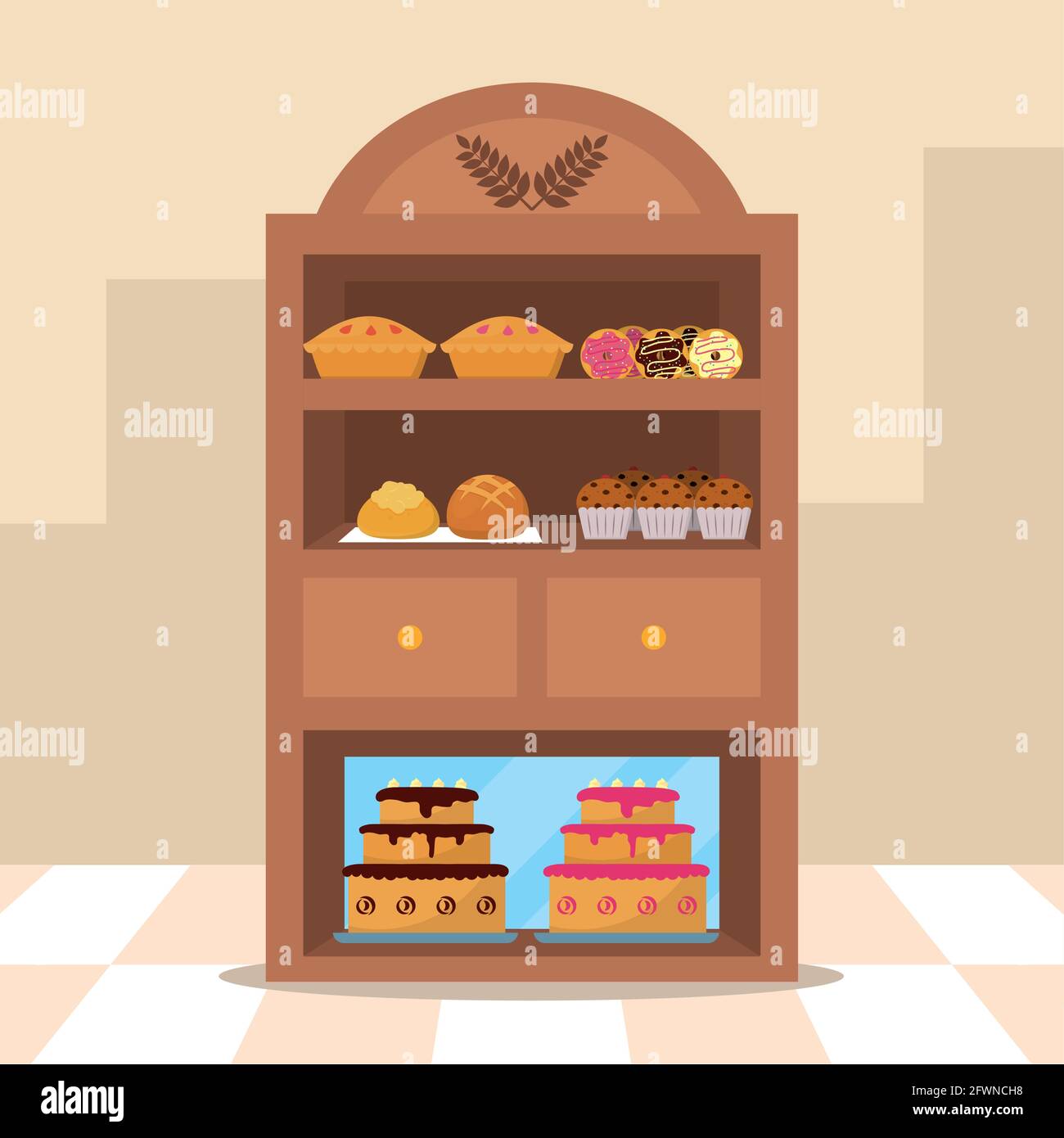 bakery shelves with breads design Stock Vector Image & Art - Alamy