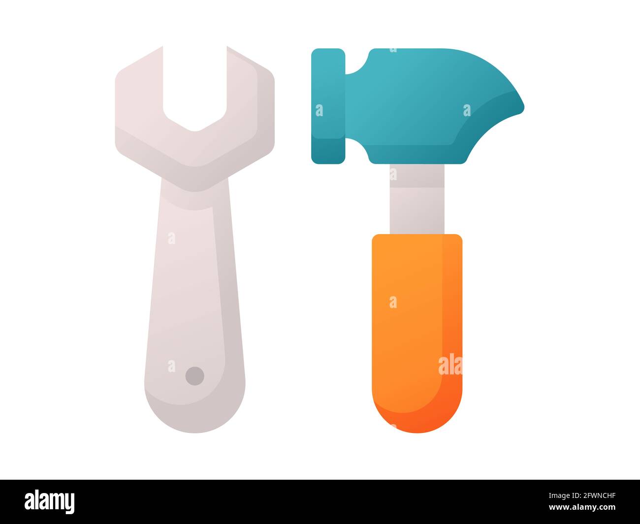 hammer wrench single isolated icon with smooth style vector ...