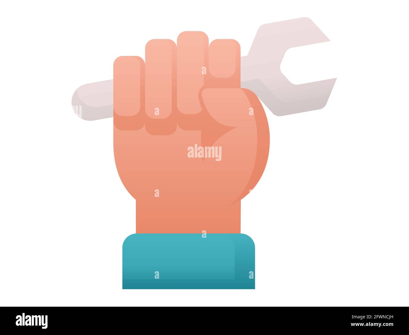 labour hand wrench single isolated icon with smooth style vector ...