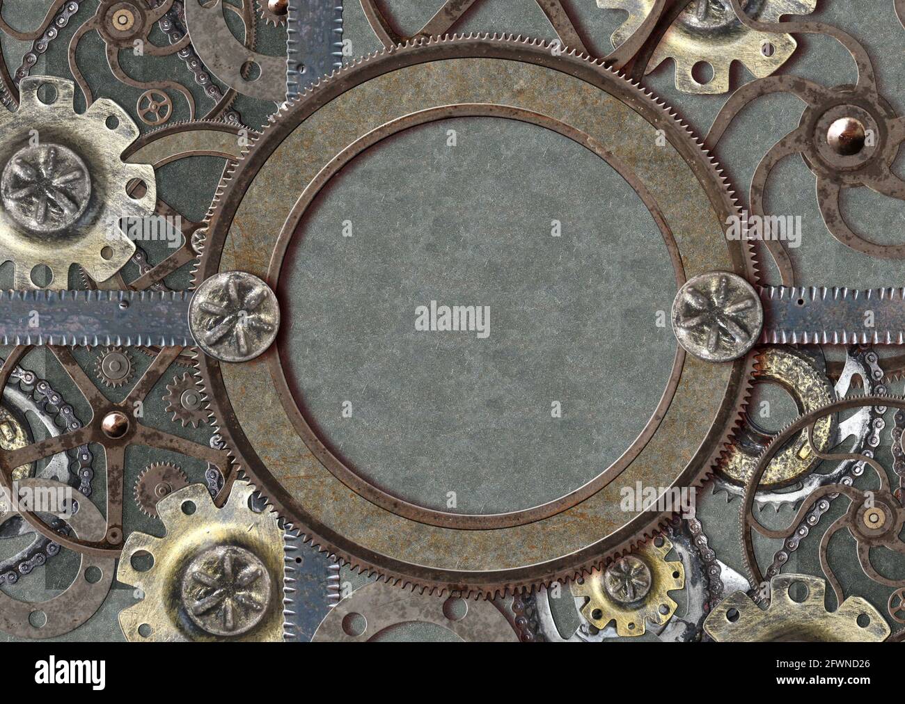 Grunge background in steampunk style. Texture of old metal with rivets ...