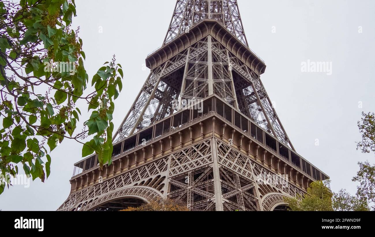 Amazing view of Fragment of the Paris Eiffel Tower Stock Photo - Alamy