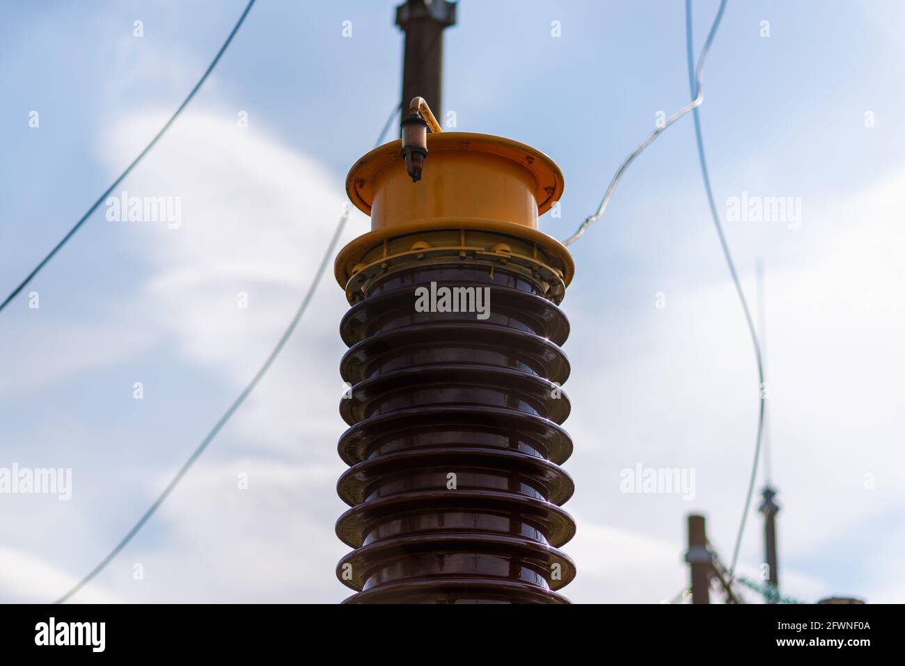 Detail of high voltage circuit breaker in a power substation.high ...