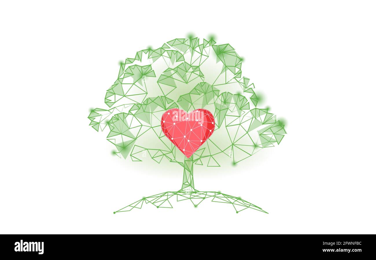 Plant tree ecological abstract concept. 3D render seedling tree forest ...