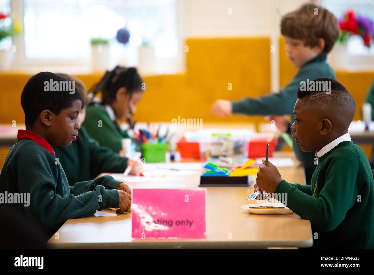 EDITORIAL USE ONLY (Left to right) Elijah and Jayden, year 3 students ...