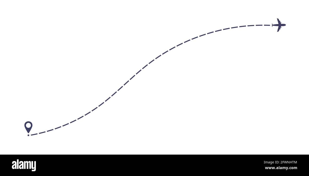 Airplane dashed line path flat style design vector illustration ...