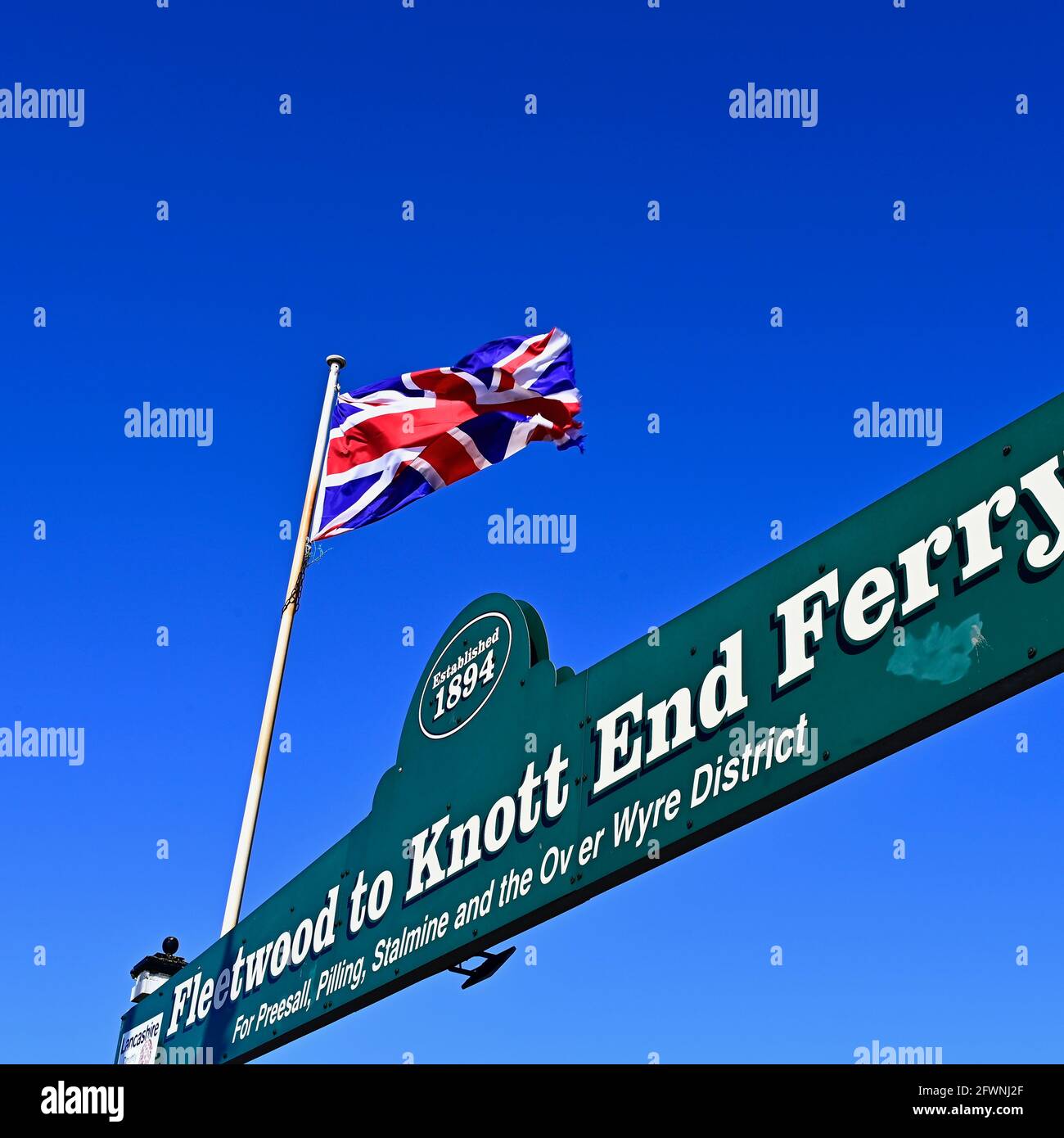 Sign over entrance to Fleetwood to Knott End ferry Stock Photo - Alamy