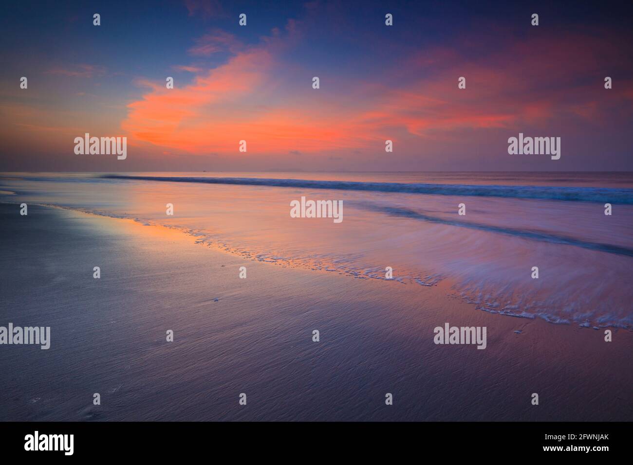 Beautiful sunrise on the sandy beach at Punta Chame, Pacific coast ...