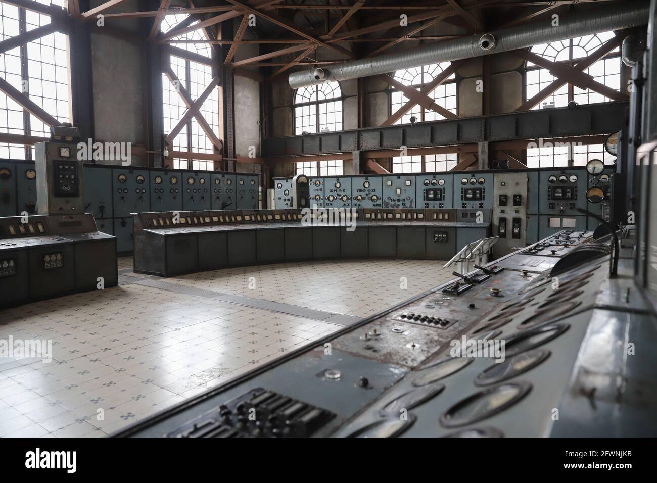Control Panel of an old Power Plant Stock Photo - Alamy