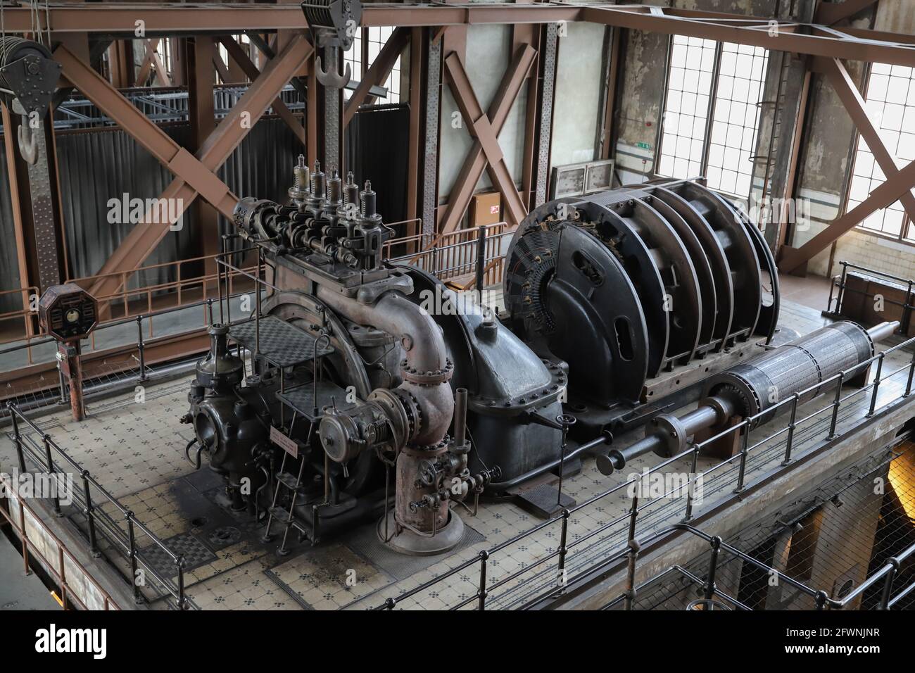 Old Engine of an old Power Plant Stock Photo - Alamy