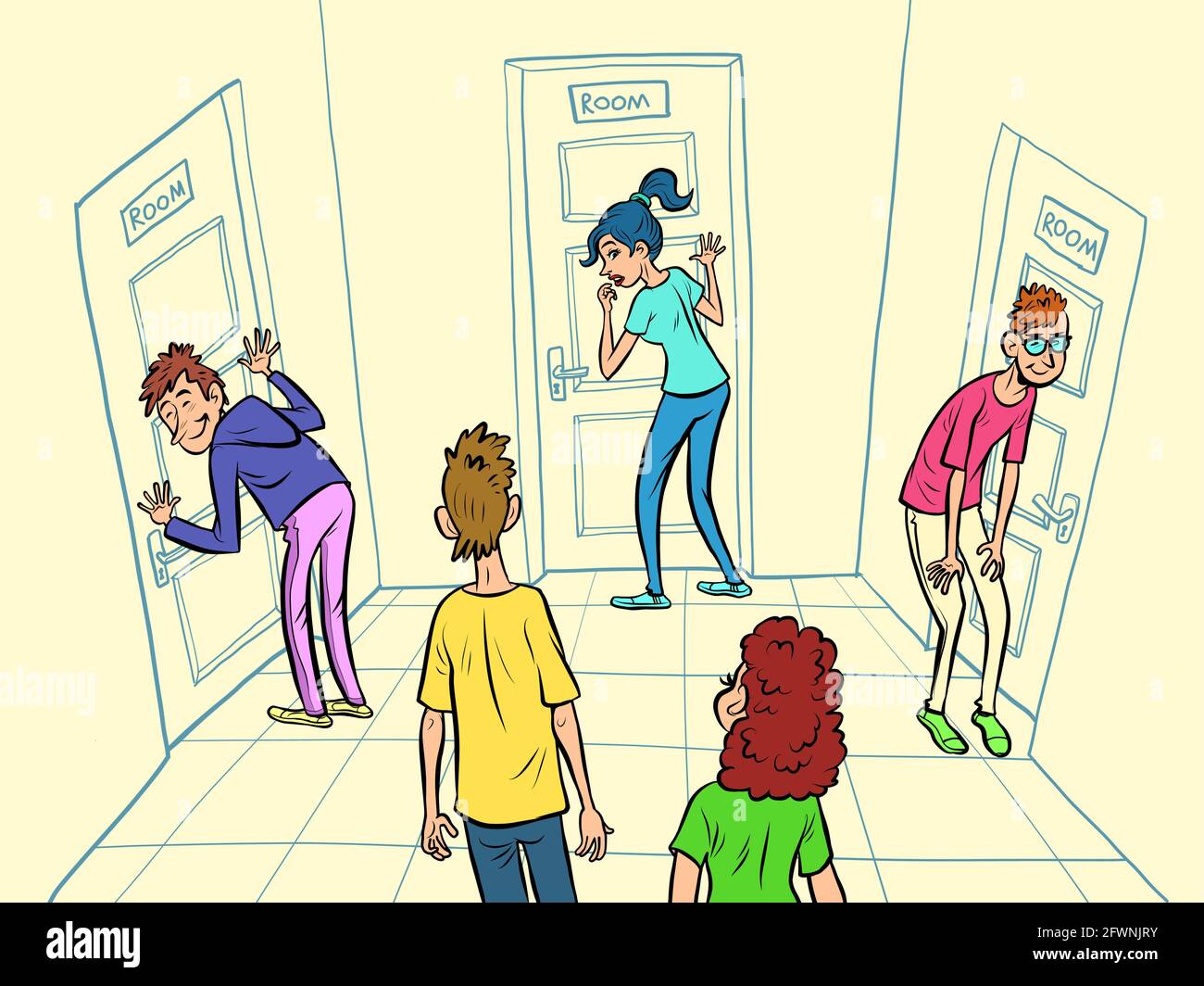 People eavesdrop on what's going on in the rooms Stock Vector Image ...