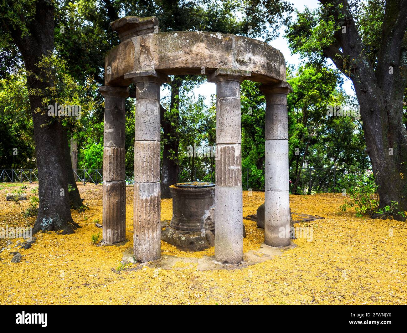 Well with the roof, supported on eight Doric columns in the Triangular ...