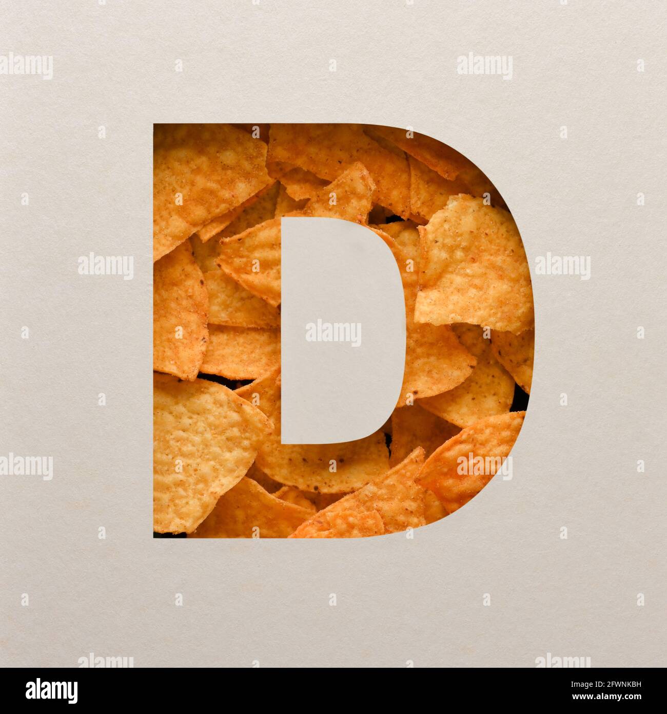 Font design, Abstract alphabet font with triangle corn chips, realistic ...