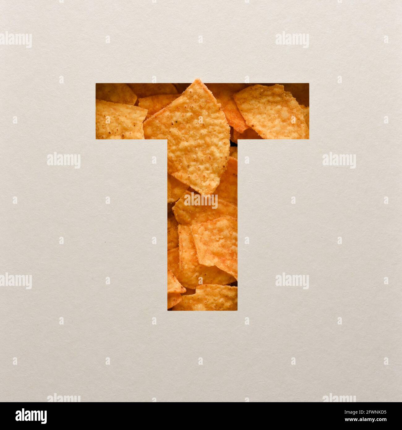 Font design, Abstract alphabet font with triangle corn chips, realistic ...