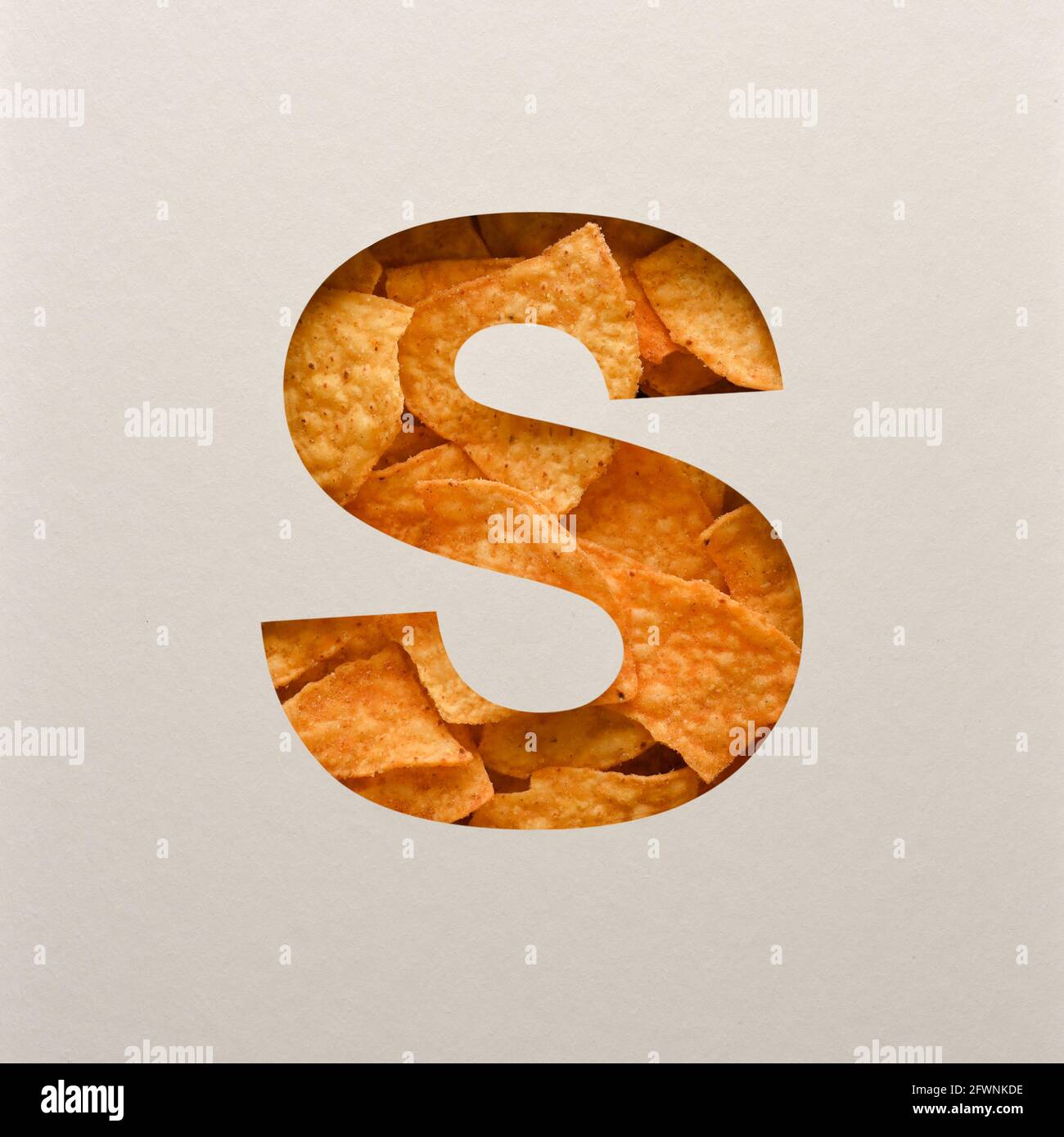 Font design, Abstract alphabet font with triangle corn chips, realistic ...