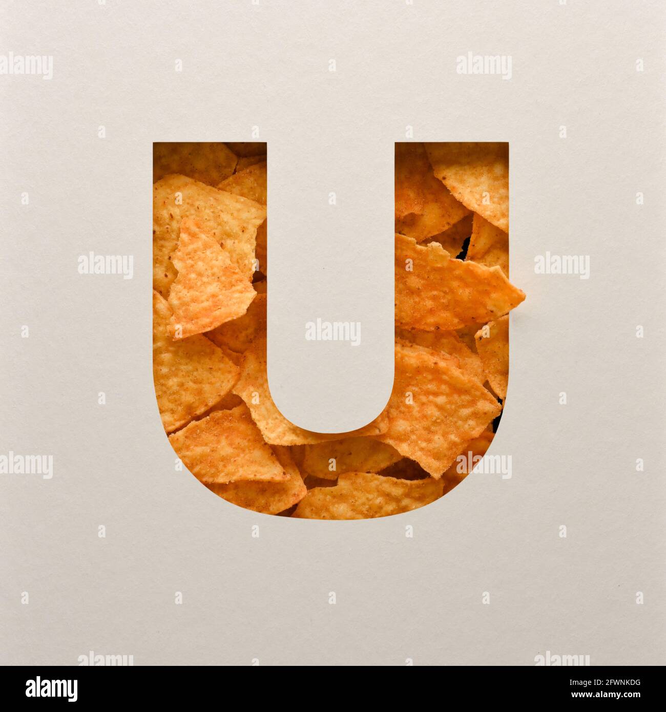Font design, Abstract alphabet font with triangle corn chips, realistic ...