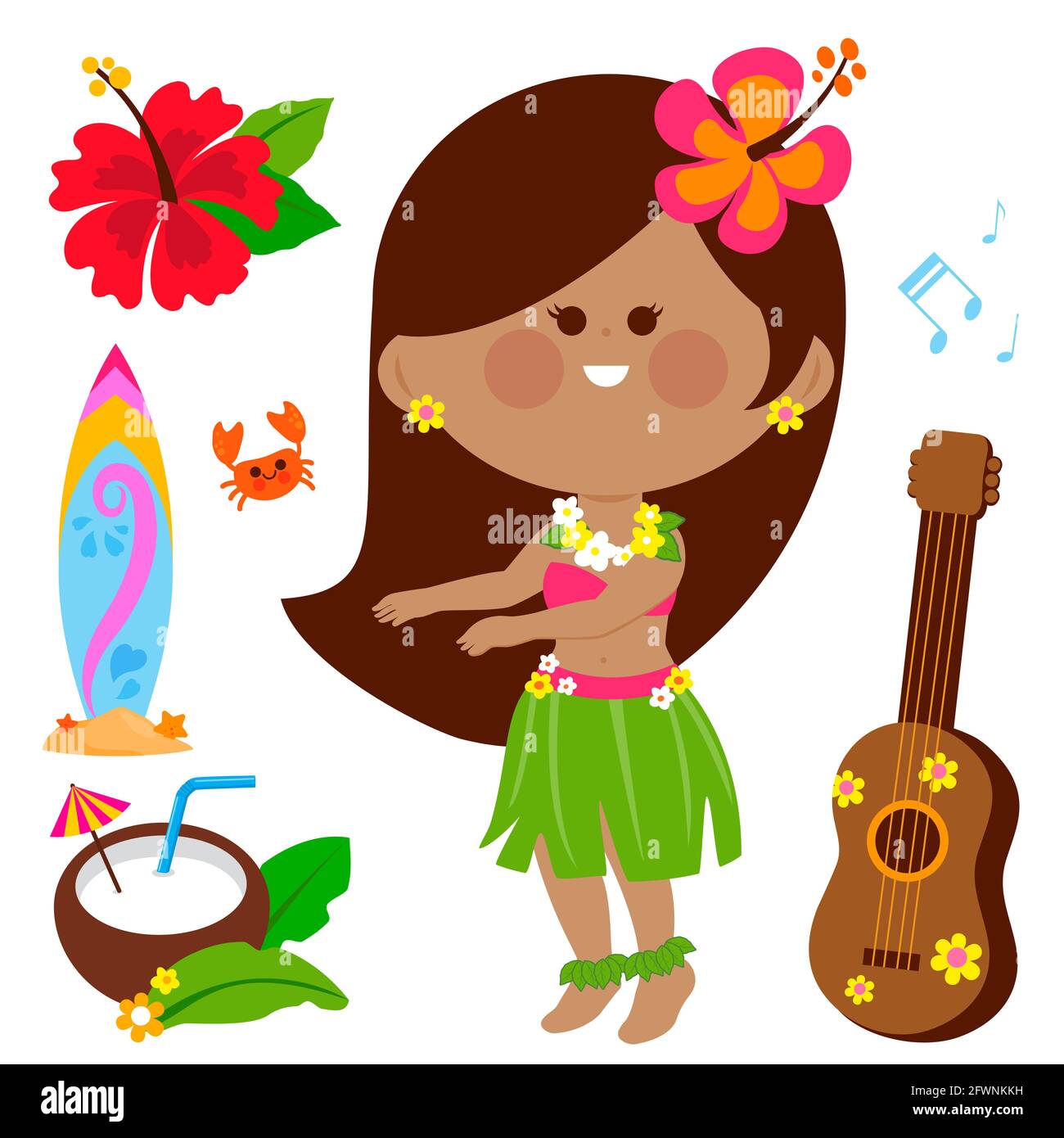 Hula Girl Illustration High Resolution Stock Photography and Images - Alamy