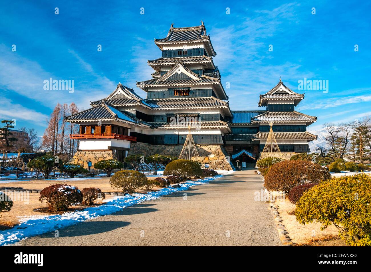 Matsumoto Castle, Japan’s oldest wooden castle, seen with snow in the ...