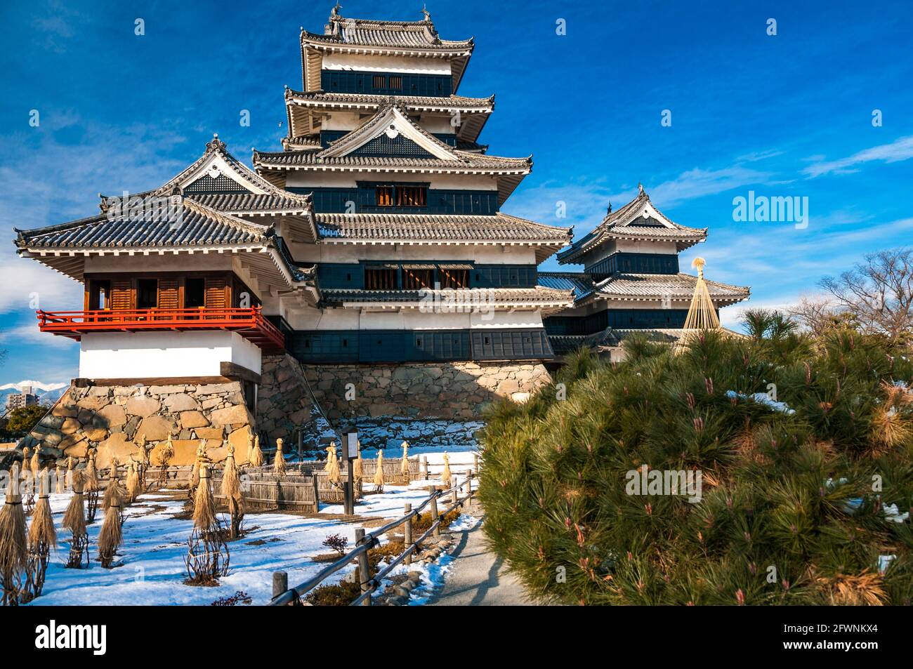Matsumoto Castle, Japan’s oldest wooden castle, seen with snow in the ...