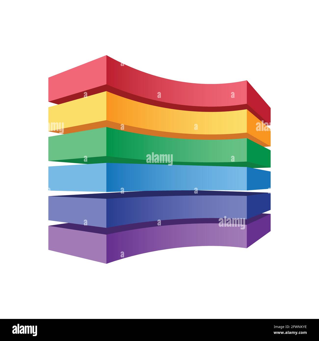Stack of colored 3D blocks. Rainbow color geometric shapes. Abstract ...
